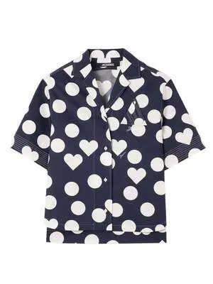 Jacquemus Oversized Polka Dot Print Shirt With Triangle Badge