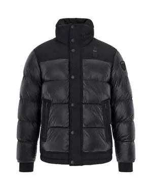 BLAUER. BLAUER Hooded Quilted Puffer Jacket Nero Interno Beige