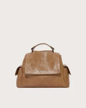 Orciani Sveva Stark Leather Handbag With Strap - Marrone