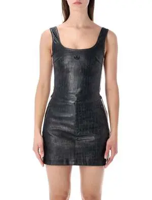 ADIDAS ORIGINALS Fitted Faux Leather Corset Top - Black