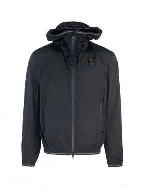 BLAUER. Hooded Zip-up Jacket With Logo Detail - Nero