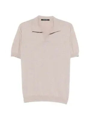 Tagliatore Short Sleeve Split Neck Polo Size - Beige