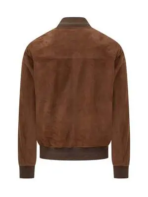 RENZO CENCI Suede Bomber Jacket With Stand Collar