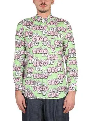 Comme Des Garçons Statement Graphic Shirt With Classic Collar - Multicolour