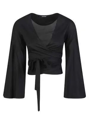Jacquemus Cotton Balloon Top With Flared Sleeves - Black