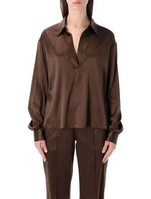 TOM FORD Stretch Silk Satin Polo With Embroidered Logo
