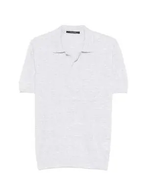 Tagliatore Short Sleeve Polo With Slit Neckline Size - Grey