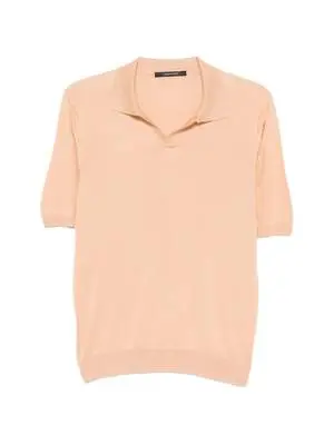 Tagliatore Silk Polo With Slit Neckline And Ribbed Hem Size