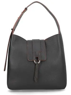Hogan Hobo Bag In Calfskin - Black