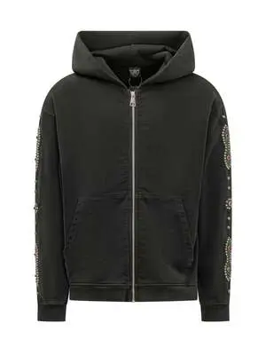 HTC LOS ANGELES Mini Moustache Zip Sweatshirt - Black