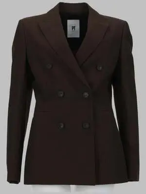PT TORINO Slim Fit Double Breasted Jacket In Linen And Cotton