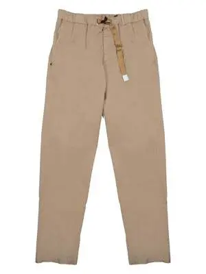 WHITE SAND Cotton Belted Trousers - Beige