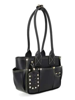 GANNI Structured Tote Bag With Stud Accents - Black