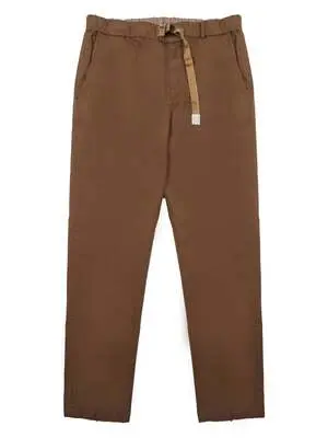 WHITE SAND Belted Cotton-blend Trousers - Brown