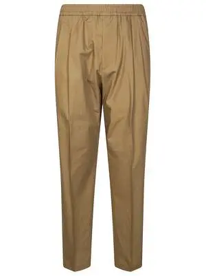 BE ABLE Elastic Waist Dress Trousers With Pleats - Marrone