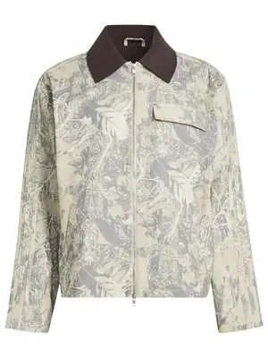 Adidas Camouflage Print Cotton Jacket With Zip-up Closure - Grey