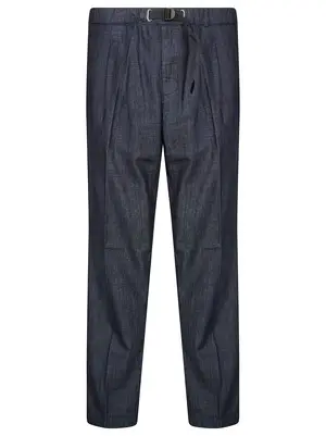 WHITE SAND Long Chambray Trousers With Pleats - Blu