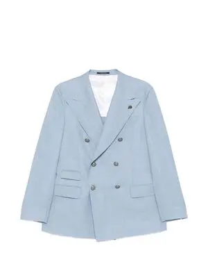 GABRIELE PASINI Double Breasted Wool Blazer - Light Blue