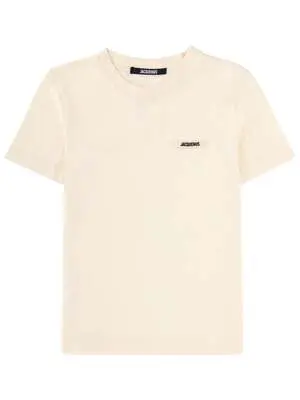 Jacquemus Cotton Crewneck T-shirt With Logo Patch - Beige