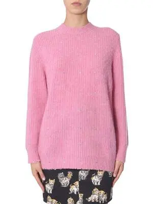 MSGM Embellished Crew Neck Sweater - Pink