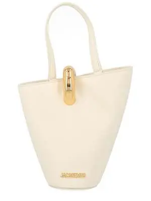 Jacquemus Structured Tote Bag With Top Handles And Gold Tone Clasp