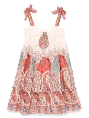 Zimmermann Mini Ruffled Cotton Dress With Appliqued Bows - Multicolour