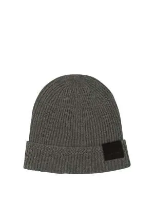 TOM FORD Logo-appliquéd Ribbed Cashmere Beanie - Grey
