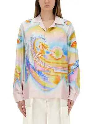 Casablanca Psychedelic Nirvana Long Sleeve Silk Shirt - Multicolour