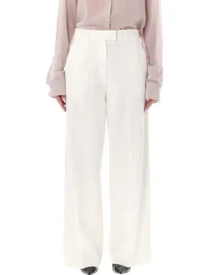 THE FRANKIE SHOP Relaxed Fit Wide-leg Trousers Size - Beige