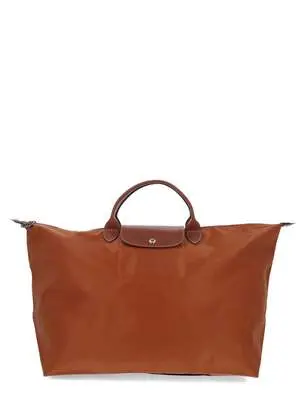 Longchamp Foldable Nylon Tote Bag - Brown