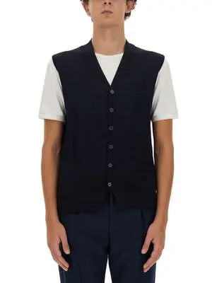BALLANTYNE V-neck Wool Vest - Blue