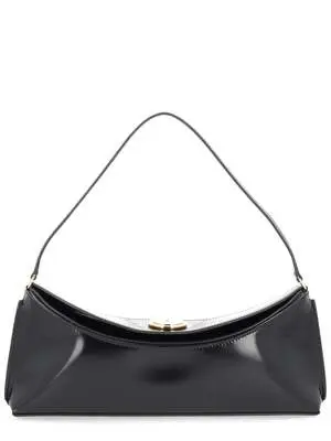 Jacquemus Leather Shoulder Bag With Logo Clasp - Black