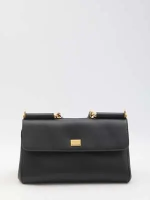 Dolce & Gabbana Medium Sicily Handbag In Plongé Calfskin - Black