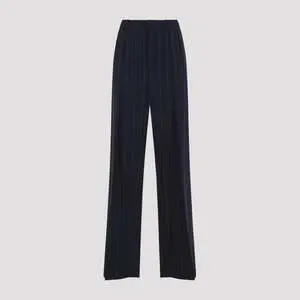 Ralph Lauren Jody Pleated Pinstripe Wool Pants - Blue
