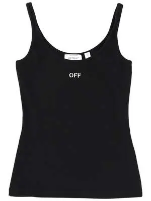 Off-White Ribbed Logo Tank Top - Black