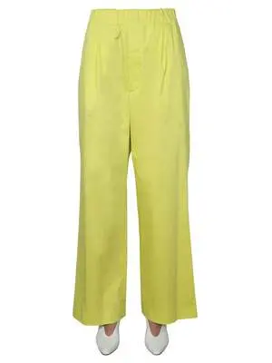 MAISON JEJIA Wide Leg Trousers With Elasticated Waistband - Yellow
