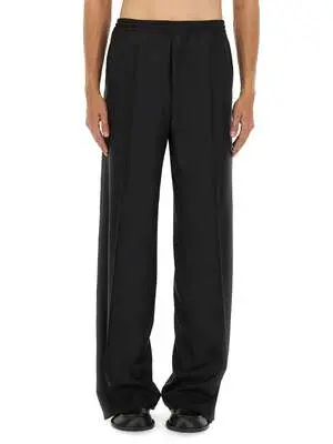 Moschino Embroidered Wool Canvas Pants - Black