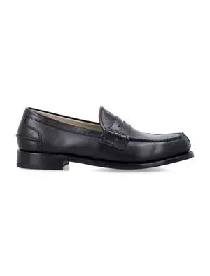 Prada Leather Loafers With Embossed Logo - Black