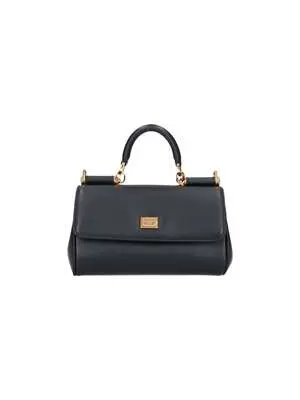 Dolce & Gabbana Structured Leather Top Handle Satchel With Crossbody Strap