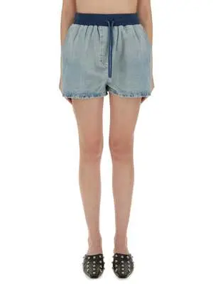 Moschino Light Wash Drawstring Shorts - Denim