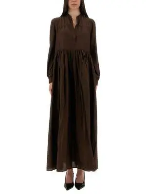 Aspesi Oversized Cotton Maxi Dress - Brown