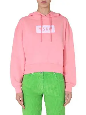 MSGM Relaxed Fit Logo Hoodie - Pink