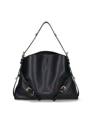 Givenchy Medium Voyou Bag In Shiny Leather - Black