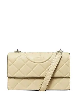 Tory Burch Fleming Quilted Leather Shoulder Bag - Beige