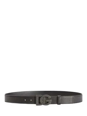 Dolce & Gabbana Dg Buckle Leather Belt - Black