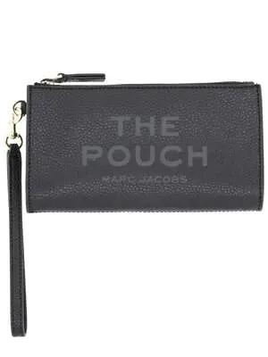 Marc Jacobs Logo Print Zip Pouch Wristlet - Black