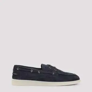 Prada Suede Boat Shoes With Lace-up Fastening - Blue