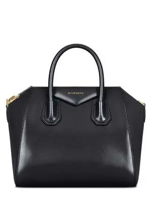 Givenchy Mini Elegance Leather Tote With Gold Accents 28 Cm X 25 Cm X 15 Cm - Nero