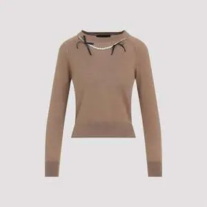 Simone Rocha Merino Wool And Silk Pullover With Pearl And Ribbon Detail