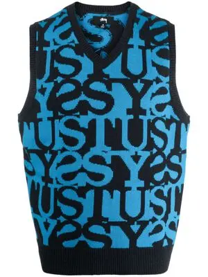 StÜssy Stacked" Sweater Vest - Dark Navy